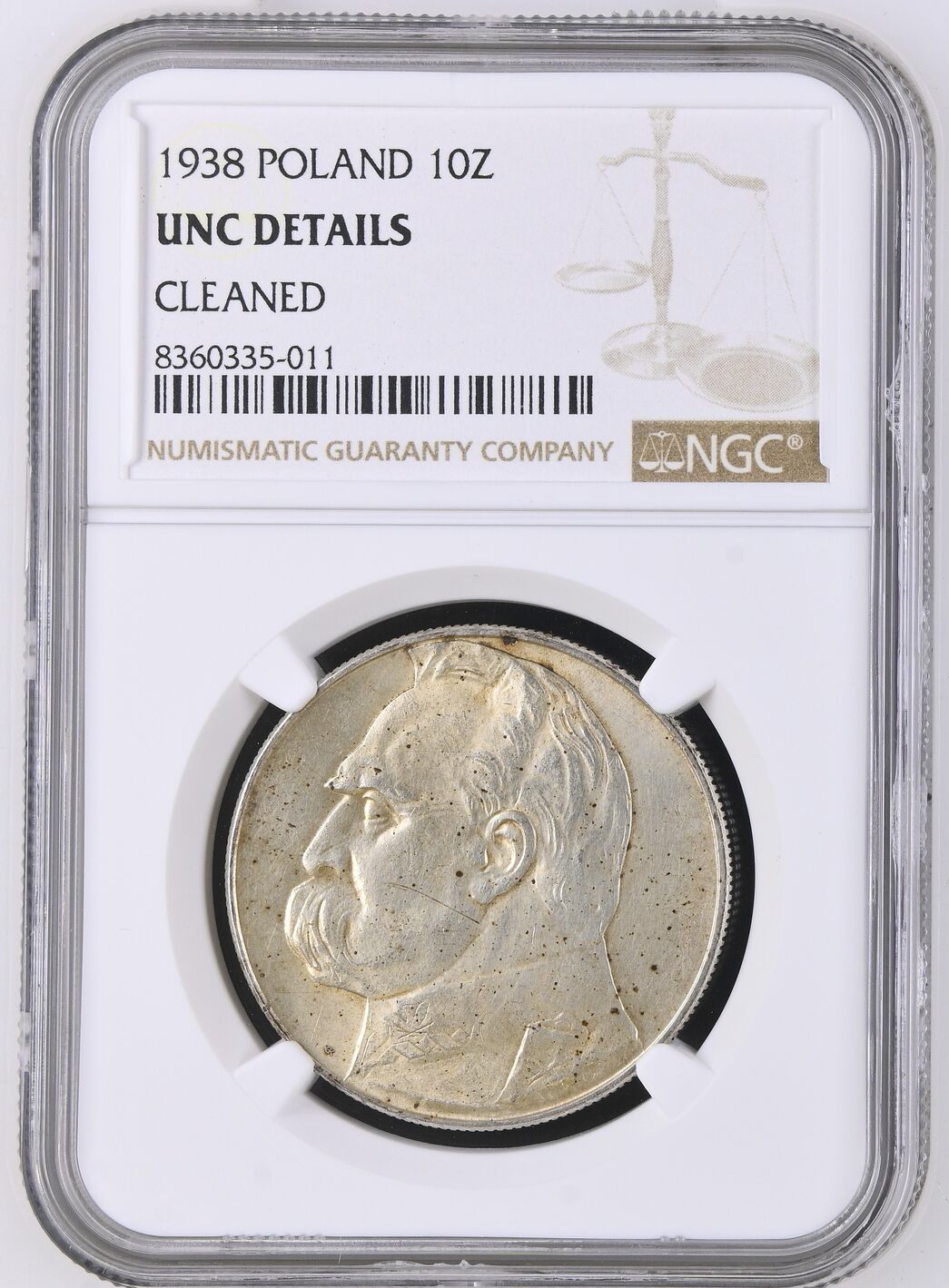 POLAND 10Z 1938 Polen 10 Zloty Silber Josef Pilsudski NGC UNC DETAILS | MA-Shops