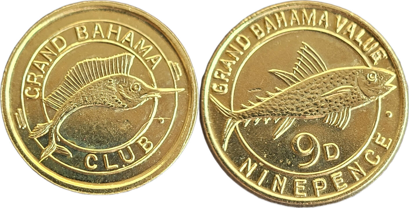 9 Penny 1950 Grand Bahamas Club Casino Token vz | MA-Shops