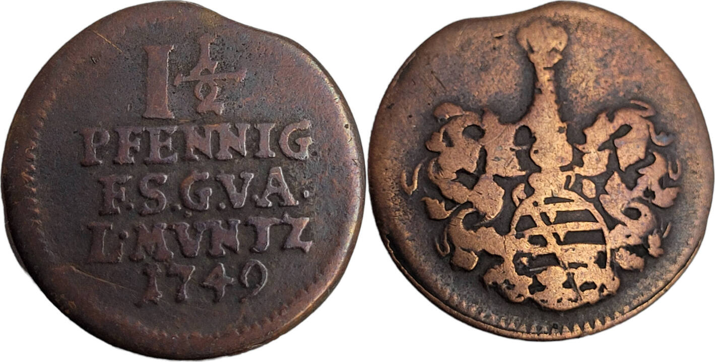 Sachsen-Gotha-Altenburg 1 1/2 Pfennig 1749 Friedrich III. 1732-1772 f ...