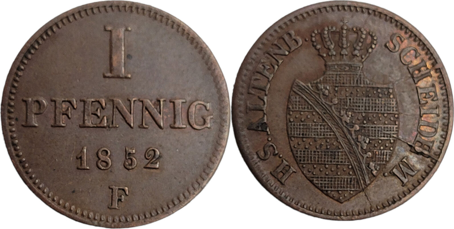 Sachsen-Altenburg 1 Pfennig 1852 F Georg 1848-1853, Selten besonders in ...