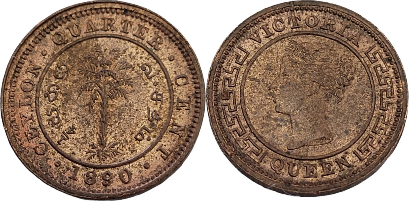 Ceylon 1/4 Cent 1890 Queen Victoria (1837-1901) vz | MA-Shops