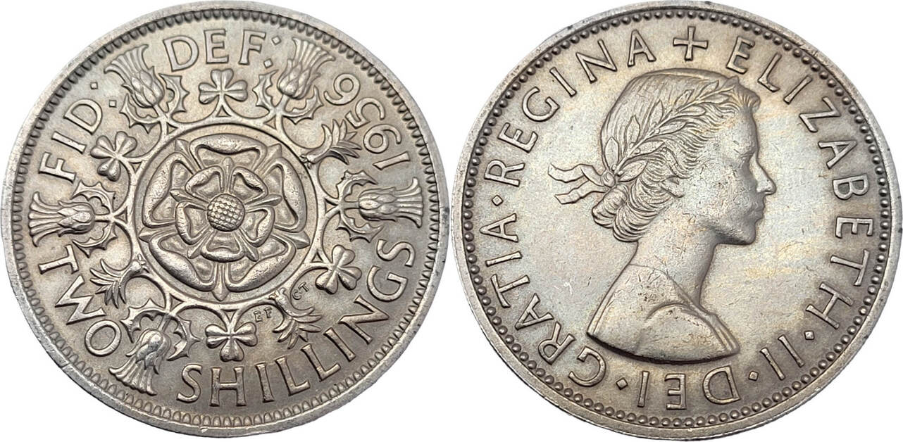 Großbritannien 2 Shilling 1956 Elisabeth II. (1952 - 2022) vz-st | MA-Shops