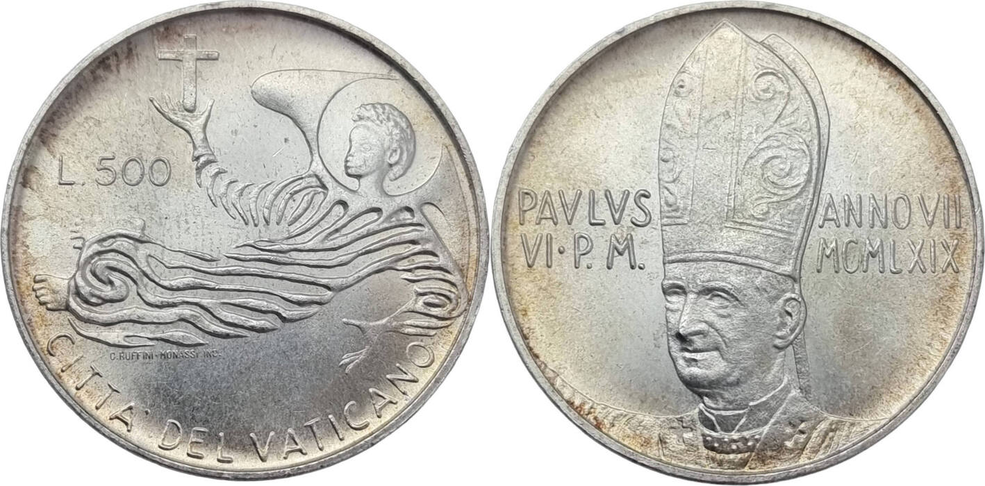 Vatikan 500 Lire 1969 Paul VI. (1963–1978) - Kursmünze vz-st | MA-Shops