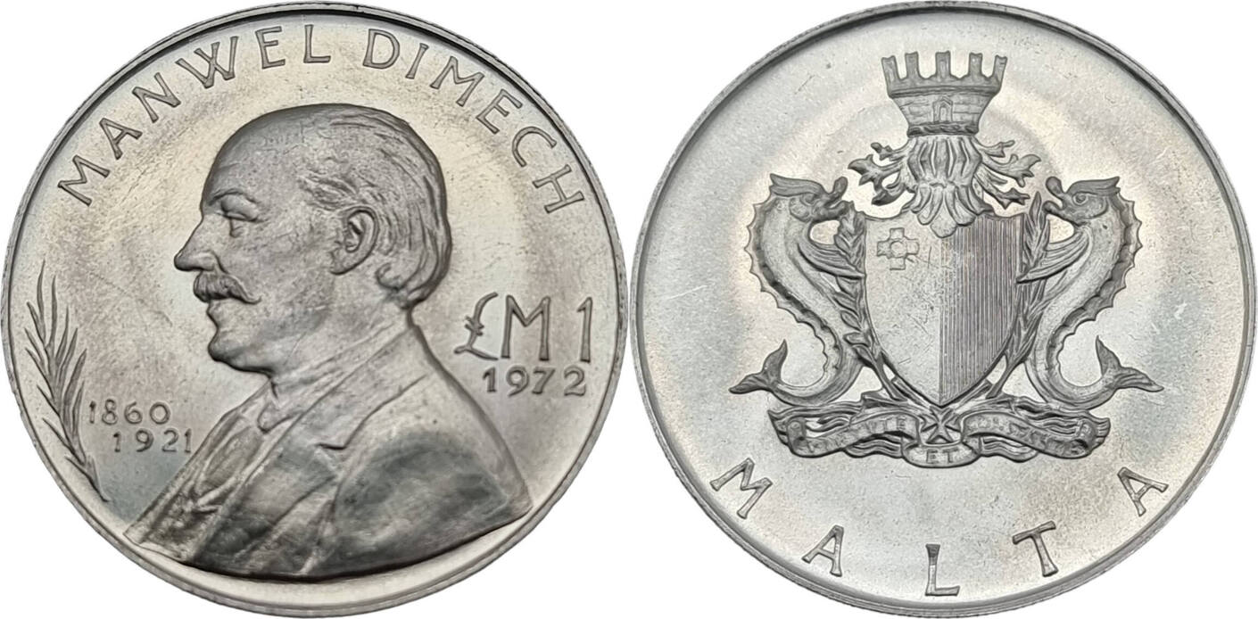 Malta 1 Lira (Malta Pound) 1972 Manwel Dimech, vz-st | MA-Shops