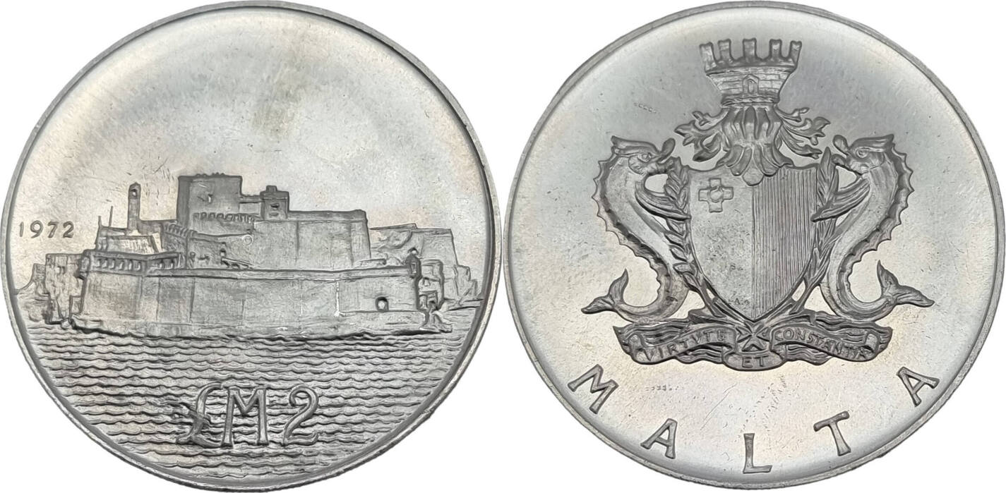 Malta 2 Lira (Malta Pound) 1972 Fort St. Angelo vz-st | MA-Shops