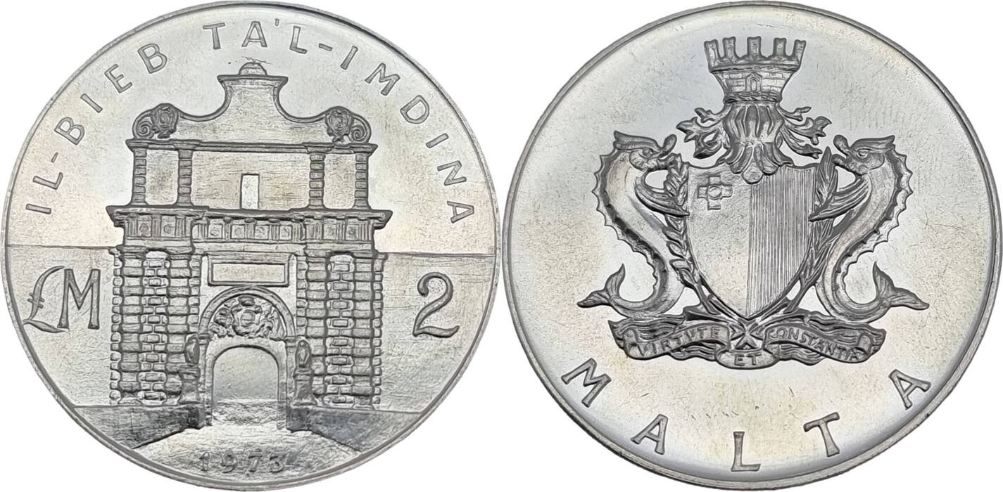 Malta 2 Lira (Malta Pound) 1973 Mdina-Tor vz-st | MA-Shops
