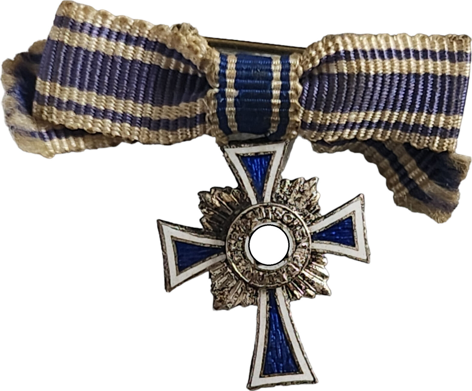 Drittes Reich Mutterkreuz 1938 Miniatur in Silber ohne Hersteller Mit ...