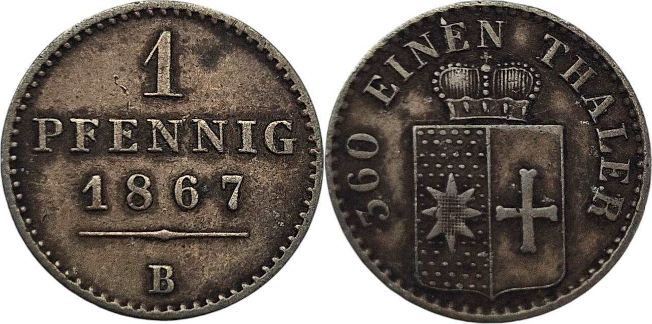 Waldeck 1 Pfennig 1867 B Georg Victor (1852 - 1893), ss-vz | MA-Shops
