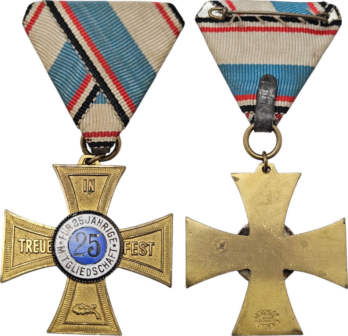 Preußen Ehrenkreuz o. J 25 Jahre in Treue Fest, an blauem Band vz | MA ...