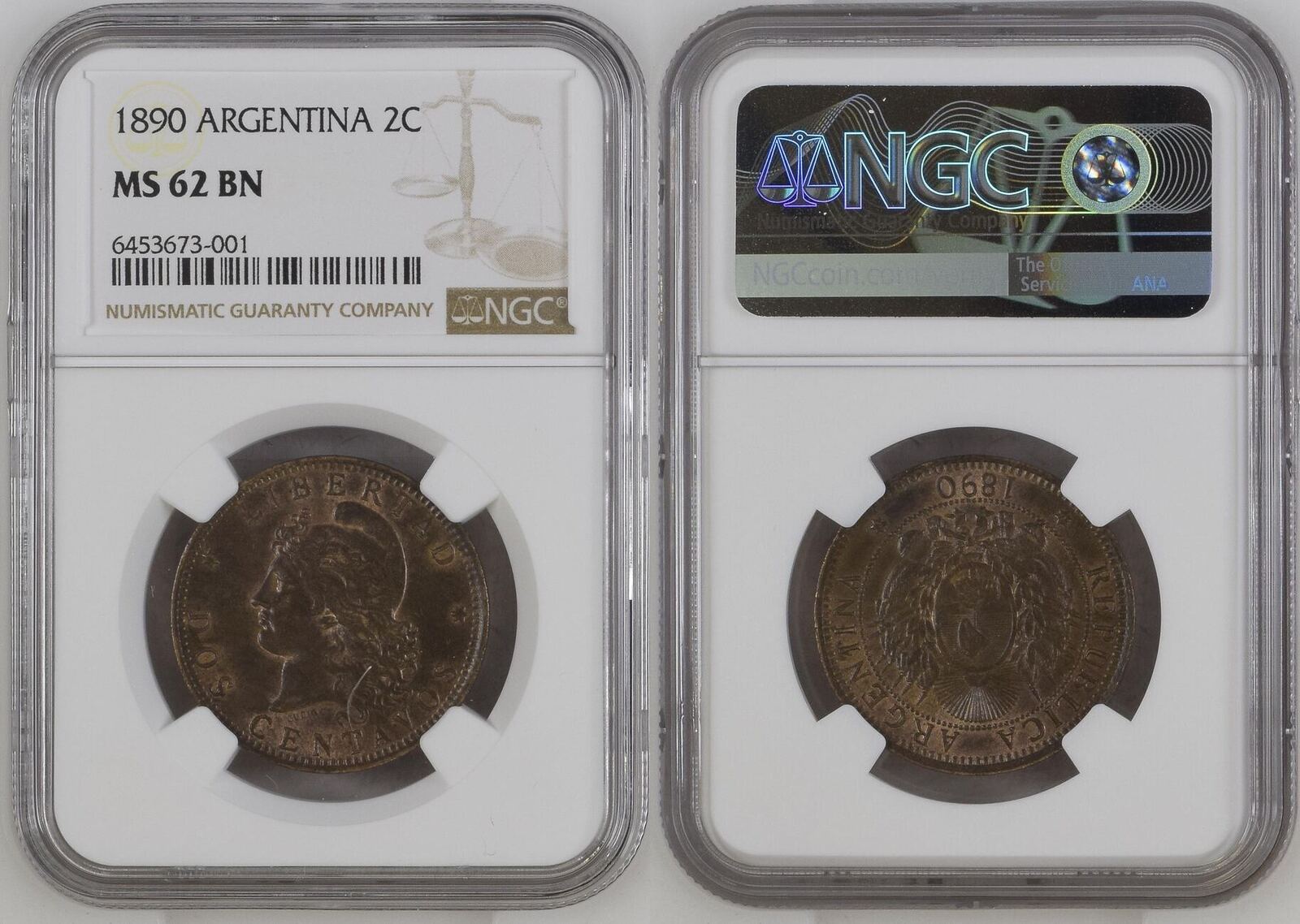 ARGENTINA 2C 1890 NGC MS 62 BN | MA-Shops