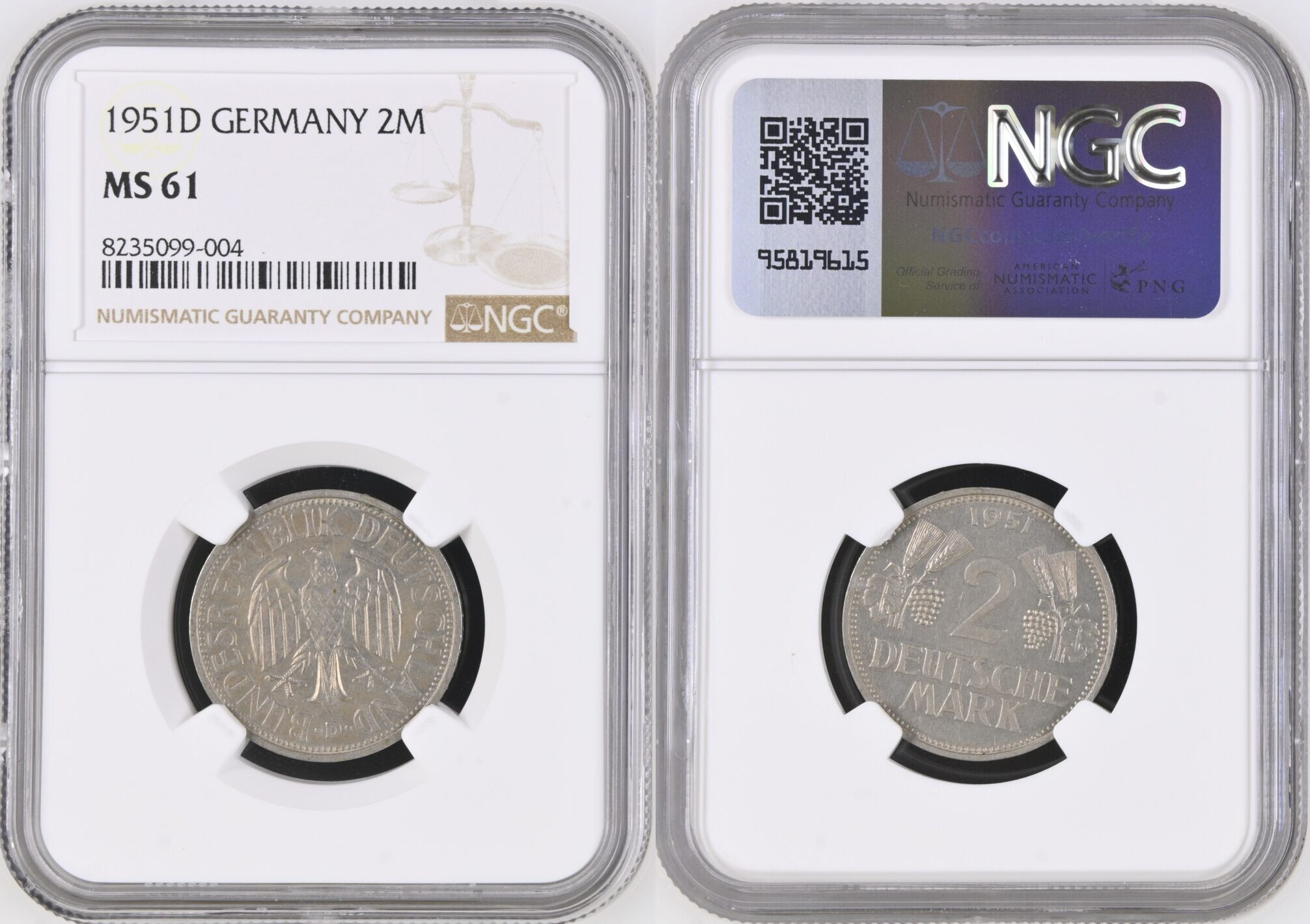 GERMANY 2 Mark 1951D NGC MS 61 | MA-Shops