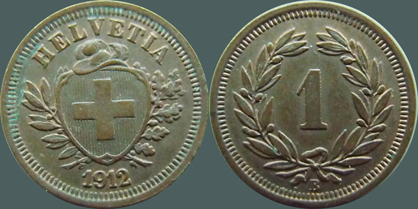 1 rappen Suisse, Schweiz, Switzerland 1912, HMZ.1215 presque SUPERBE vz- | MA-Shops