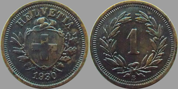 1 rappen Suisse, Schweiz, Switzerland 1930 B, SUP vz | MA-Shops