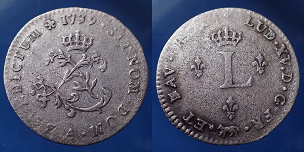 France LOUIS XV, double sol de billon 1739 A, Paris, Gad.281, 23mm, 1 ...