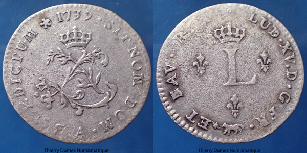 France Louis XV, double sol 1739 A Paris, G.281, 23mm, 1,70g, TTB+ ss+ ...