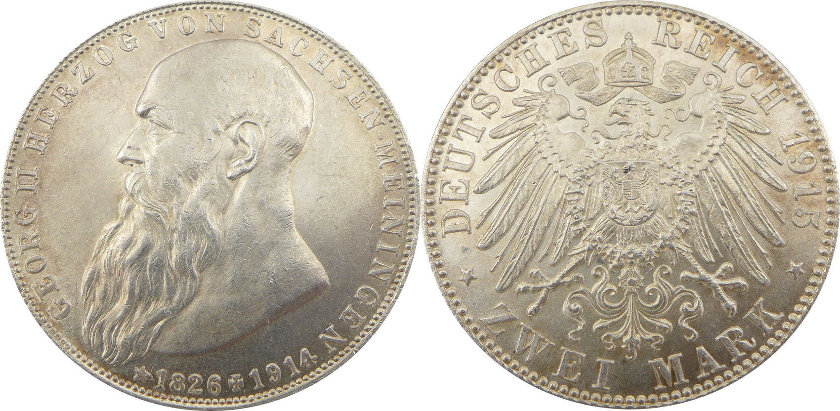 2 Mark 1915 (D) Georg II. Herzog von Sachsen-Meiningen - J.154 st | MA-Shops