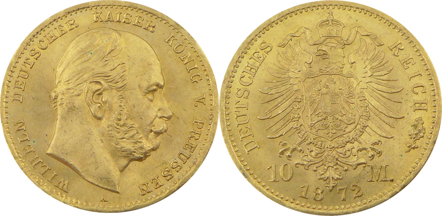 Deutschland Preussen 1872 A J242 10 Mark Gold Wilhelm I. A f.stgl | MA ...