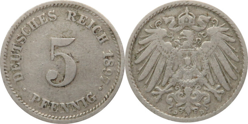 Deutschland 1897 D J12 5 Pfennig D ss | MA-Shops