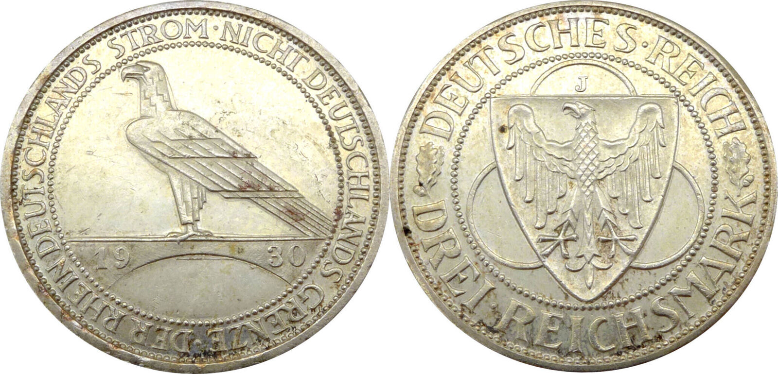 Deutschland / Weimarer Republik 3 Reichsmark 1930 J Zur Rheinland-Räumung - Drei Mark - J.345 vz ...
