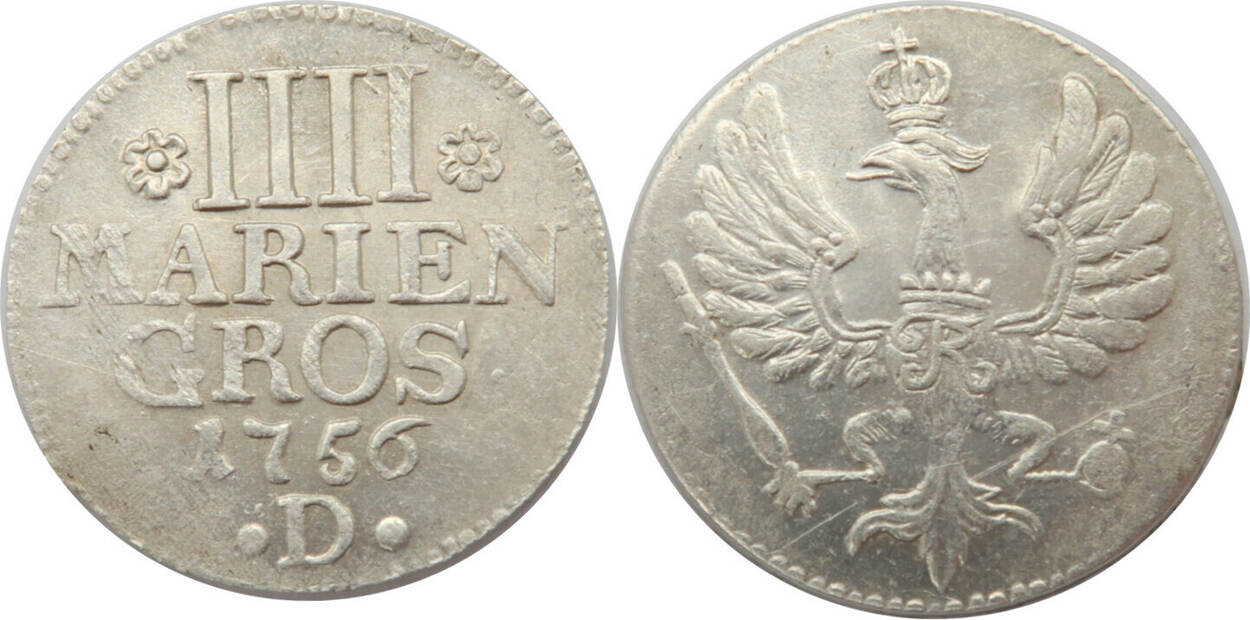 Preussen Ostfriesland IIII Marien Groschen 1756 D S 39 Friedrich II ...