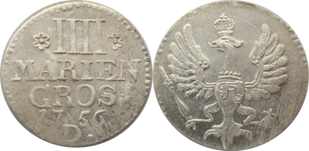Preussen Ostfriesland IIII Marien Groschen 1756 D S 39 Friedrich II ...