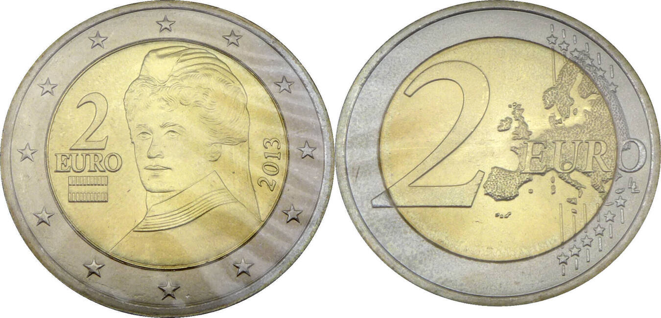 sterreich 2 Euro 2013 Bertha Freifrau Von Suttner 2 Bankfrisch MA sterreich-2-euro-2013-bertha-freifrau-von-suttner-2-bankfrisch-ma