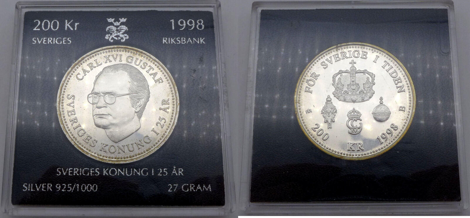 Schweden 200 Kronen / 200 Kronor 1998 25. Jahrestag - Krönung von König ...
