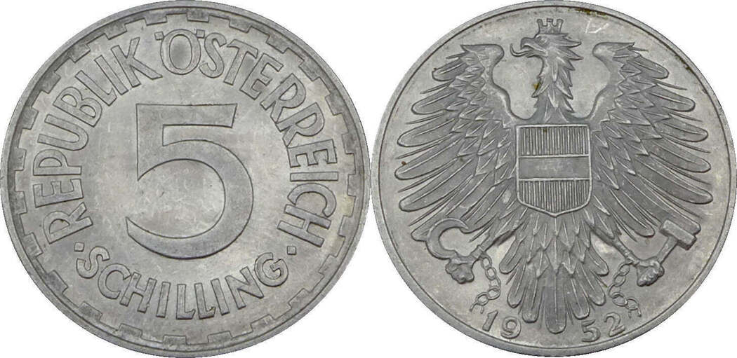 Österreich 5 Schilling 1952 Fünf Schilling - 2. Republik Vz/stgl | MA-Shops