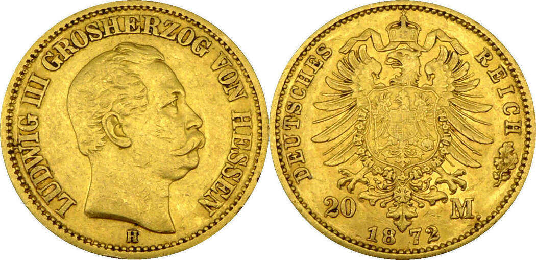 20 Mark 1872 H Ludwig III. (1848-1877) - Großherzog von Hessen ...