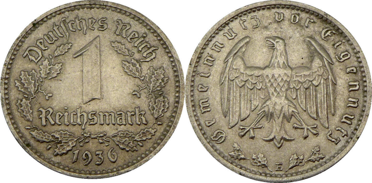 Deutschland / Drittes Reich 1 Reichsmark 1936 E Eine Reichsmark - J.354 ...