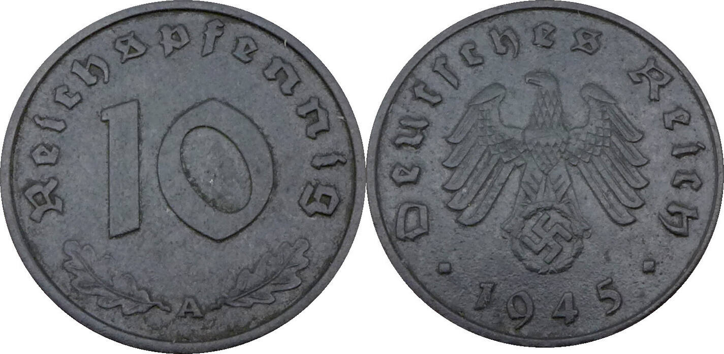 Deutschland / Drittes Reich 10 Reichspfennig 1945 A Zehn Reichspfennig ...
