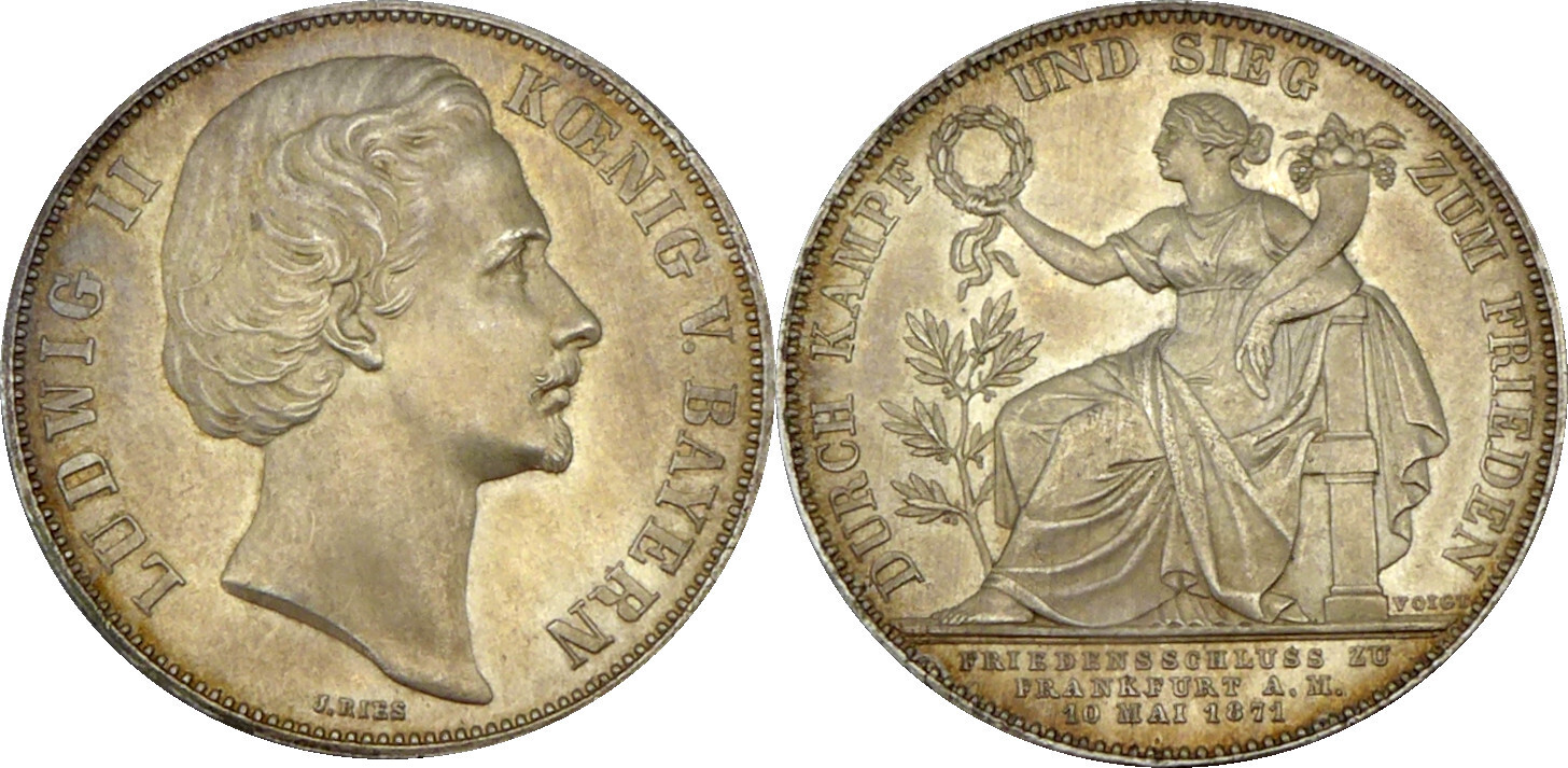 Bayern Vereinstaler 1871 Ludwig II. - Durch Kampf und Sieg zum Frieden ...