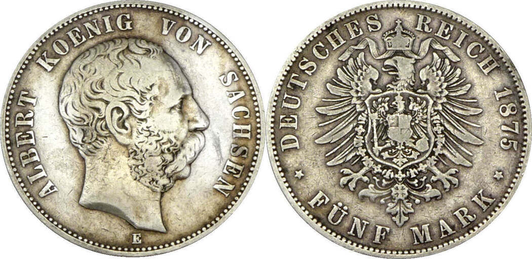 5 Mark 1875 E Albert (1873-1902) - König von Sachsen - Fünf Mark - J ...