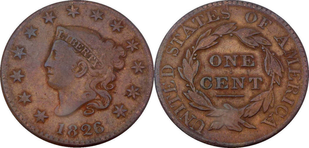 United States of America / USA 1 Cent 1826 Large Cent - Coronet Head ...