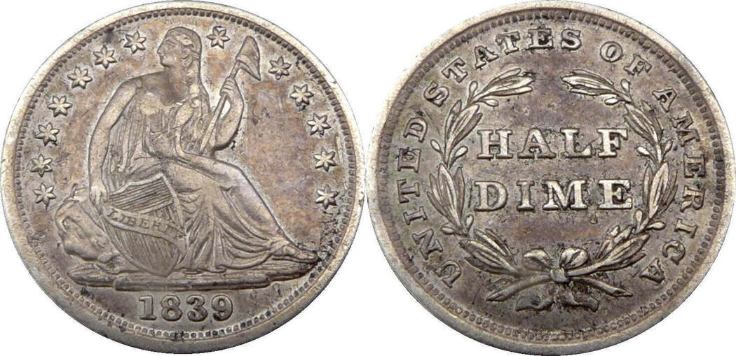 United States of America / USA 1/2 Dime 1839 Seated Liberty - Half Dime ...