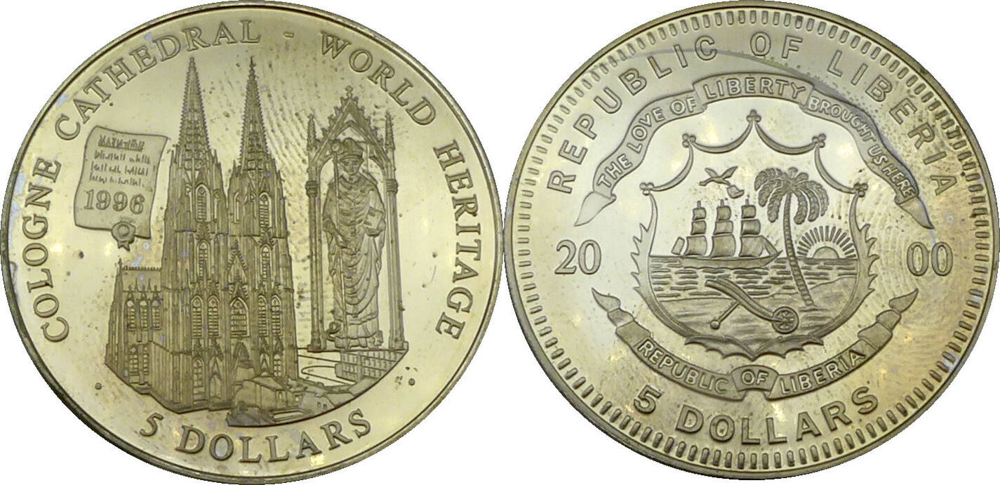 Liberia 5 Dollars 2000 Kölner Dom - Cologne Cathedral - World Heritage ...