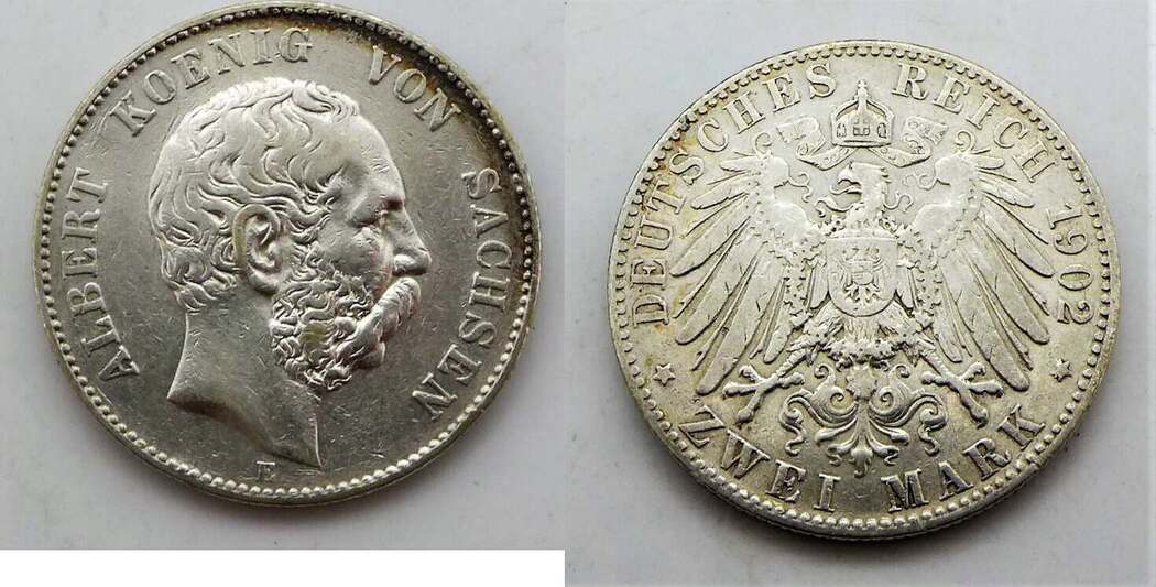 Kaiserreich Sachsen 2 Mark 1902 E Zwei Mark / Albert König von Sachsen ...