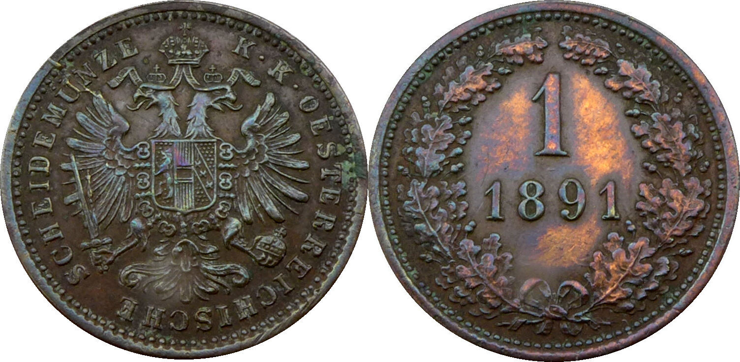 Österreich 1 Kreuzer 1891 Franz Joseph I. (1848-1918) Vzgl | MA-Shops