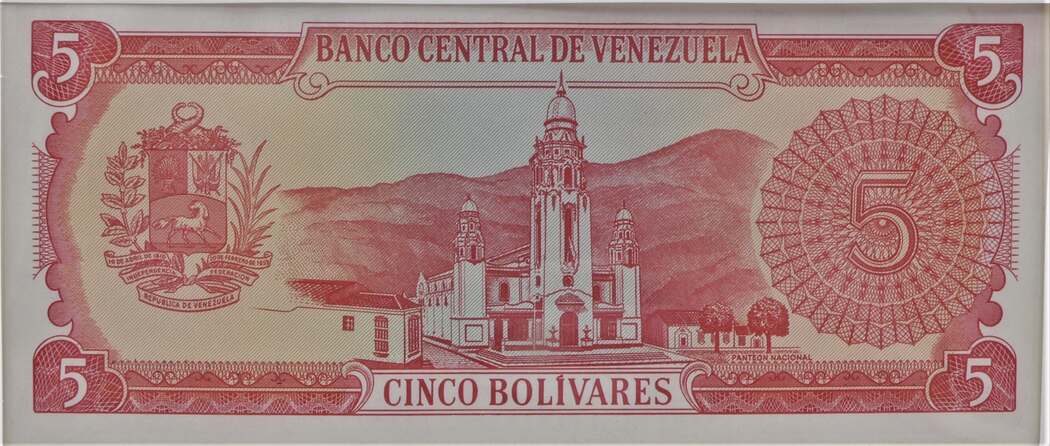 Venezuela 5 Bolivar + 5 Bolivar 1989 Portait von Simón Bolívar ...