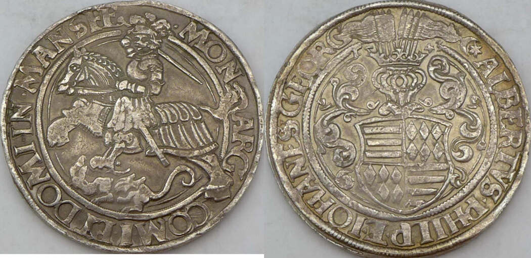 Mansfeld - eigentliche hinterortische Linie Taler 1543 Albrecht VII ...