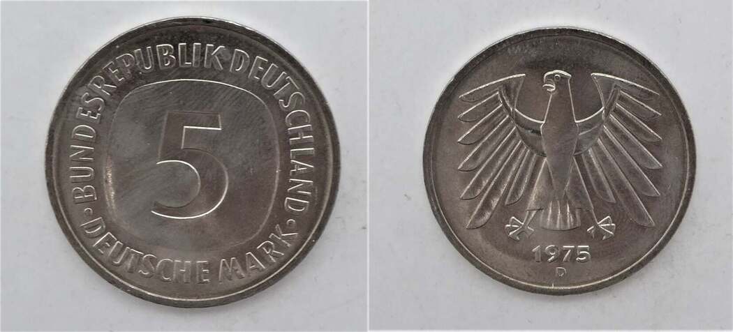 Bundesrepublik Deutschland / BRD 5 Deutsche Mark 1975 D Fünf Mark ...