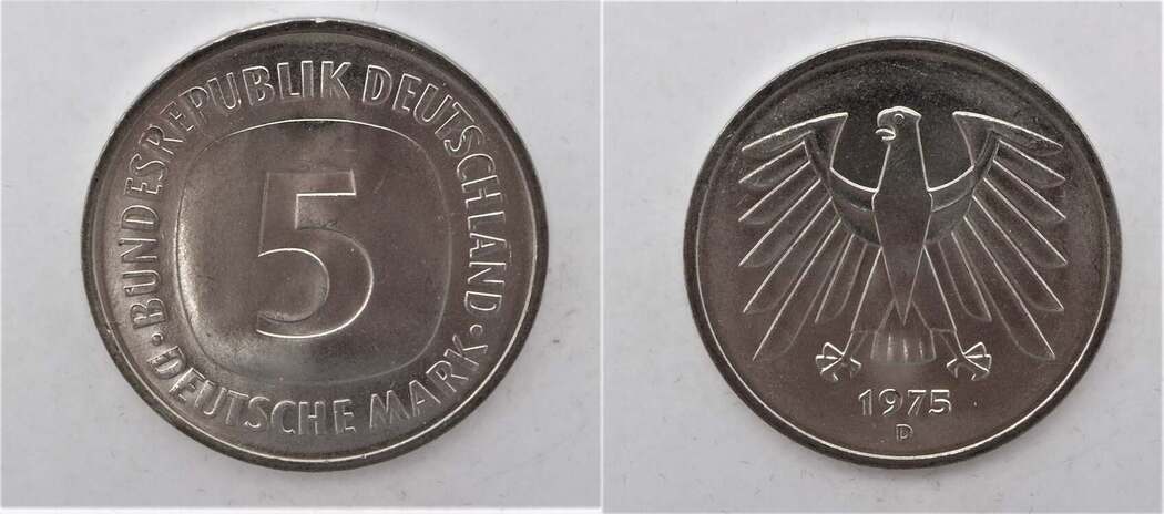 Bundesrepublik Deutschland / BRD 5 Deutsche Mark 1975 D Fünf Mark ...