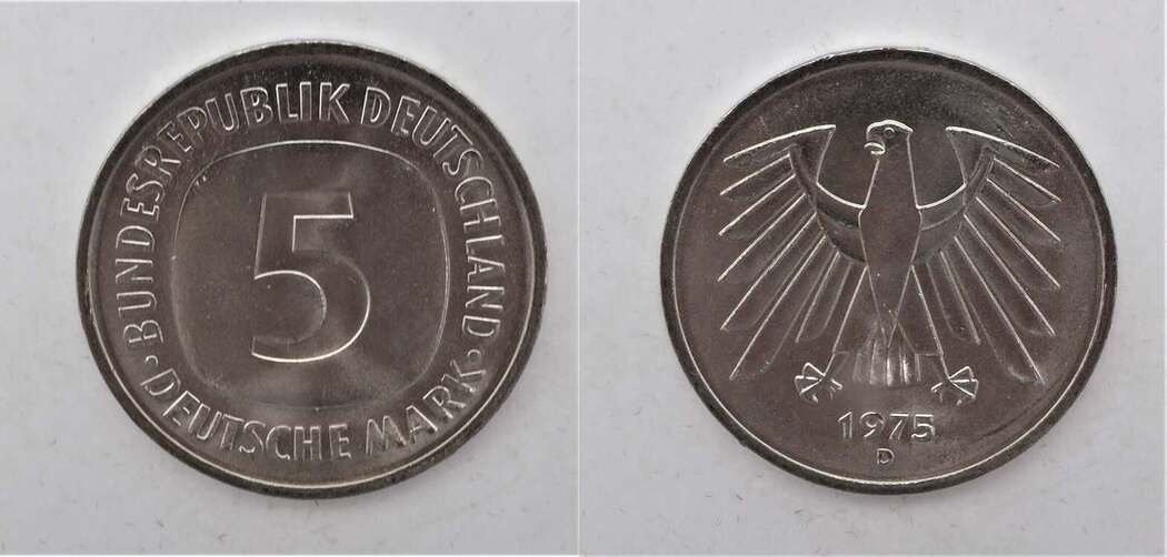 Bundesrepublik Deutschland / BRD 5 Deutsche Mark 1975 D Fünf Mark ...