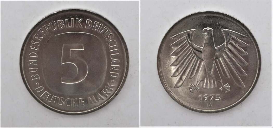 Bundesrepublik Deutschland / BRD 5 Deutsche Mark 1975 D Fünf Mark ...