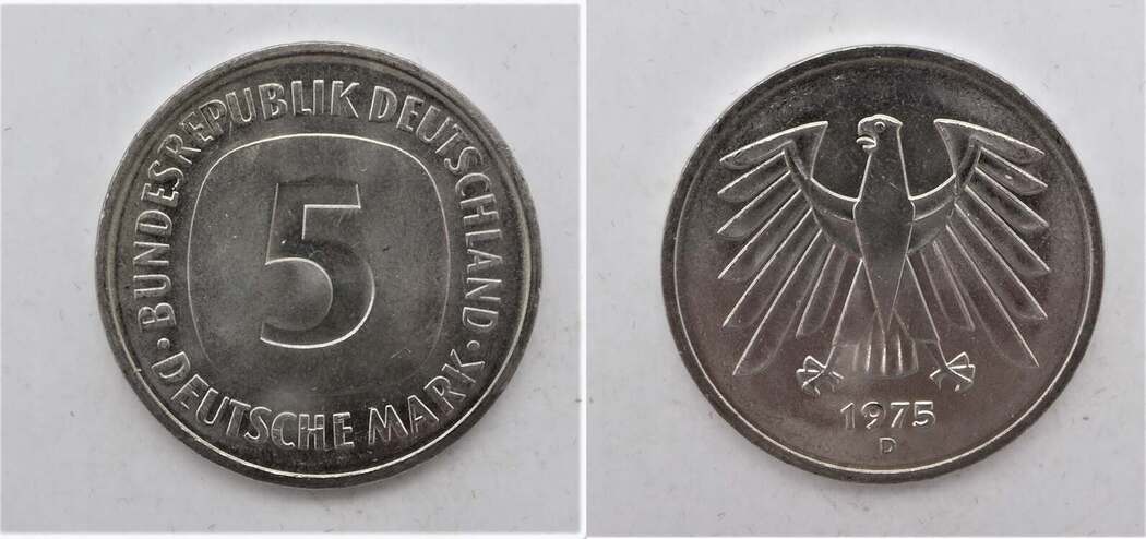 Bundesrepublik Deutschland / BRD 5 Deutsche Mark 1975 D Fünf Mark ...