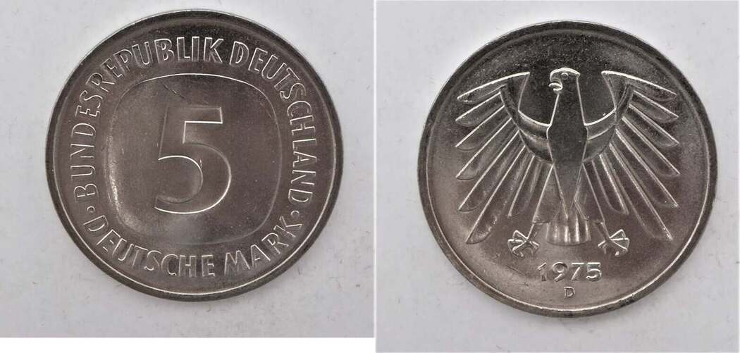 Bundesrepublik Deutschland / BRD 5 Deutsche Mark 1975 D Fünf Mark ...