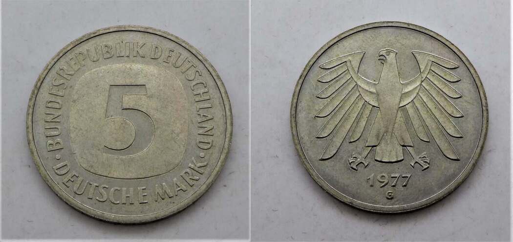 Bundesrepublik Deutschland / BRD 5 Deutsche Mark 1977 D Fünf Mark ...