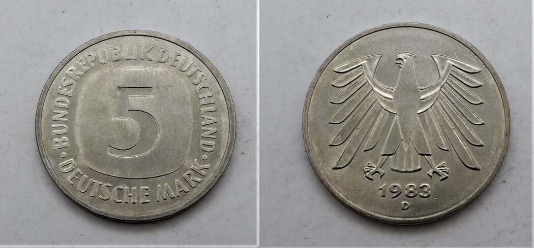 Bundesrepublik Deutschland / BRD 5 Deutsche Mark 1983 D Fünf Mark ...
