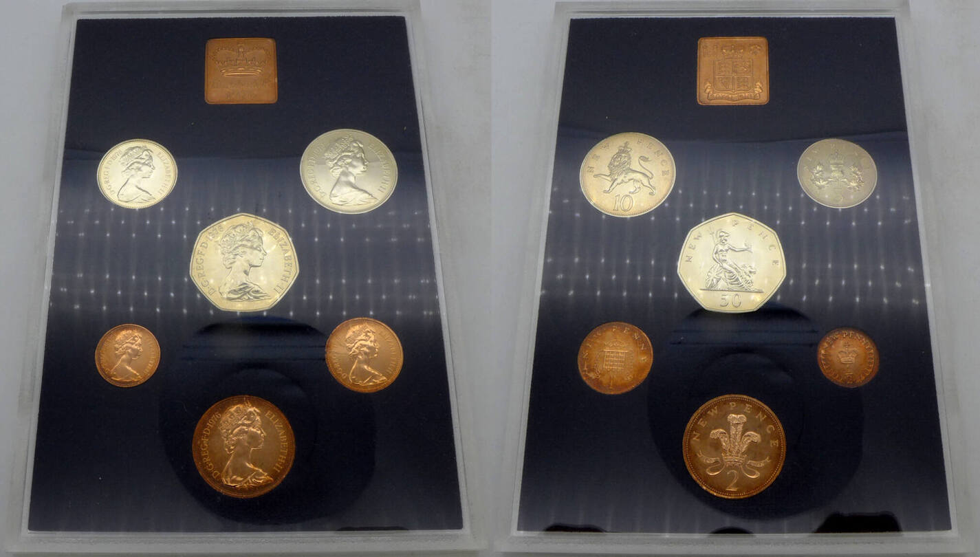 Großbritannien / UK 67 New Pence, 1,5 New Penny 1976 Kursmünzensatz ...