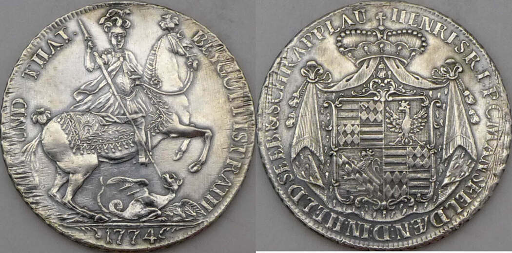 Mansfeld - Vorderortische Linie zu Bornstedt Taler 1774 Fürst Heinrich ...